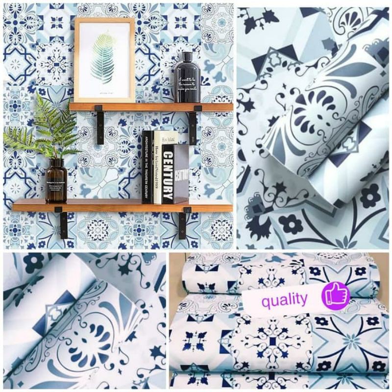 Jual Wallpaper Dinding Kotak Sticker Dinding Kotak Tegal Teles Biru ...