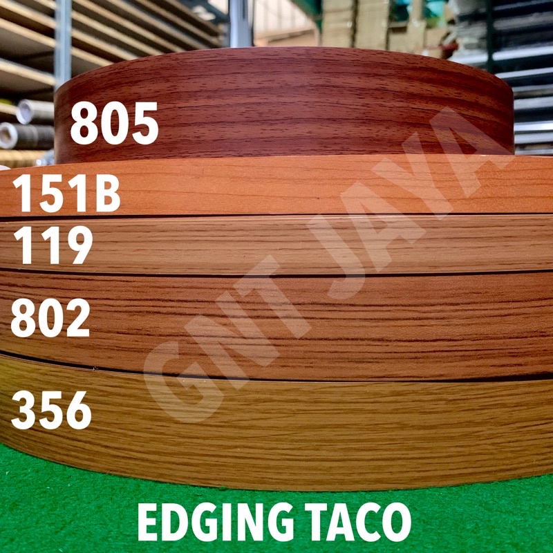 Jual EDGING TACO HPL 42mm 22mm 4cm 2cm tebal 1mm pinggiran motif kayu serat urat tekstur hpl pvc ...