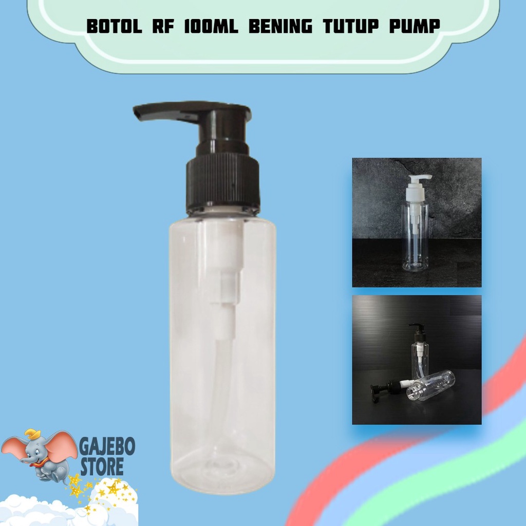 Jual BOTOL PLASTIK RF 100ML CLEAR TUTUP PUMP / BOTOL CLEAR 100ML RF ...
