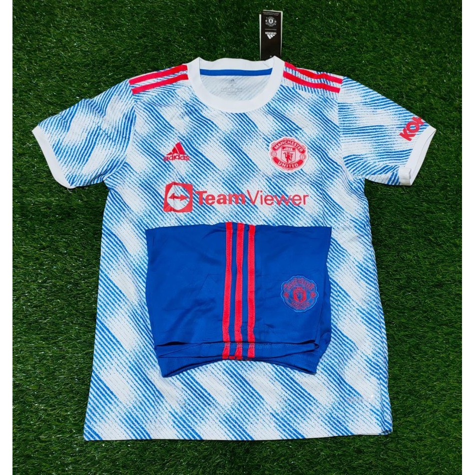 Jual MU AWAY JERSEY BAJU BOLA 1 STEL CELANA FULLSET BIRU MUDA 2021/2022 ...