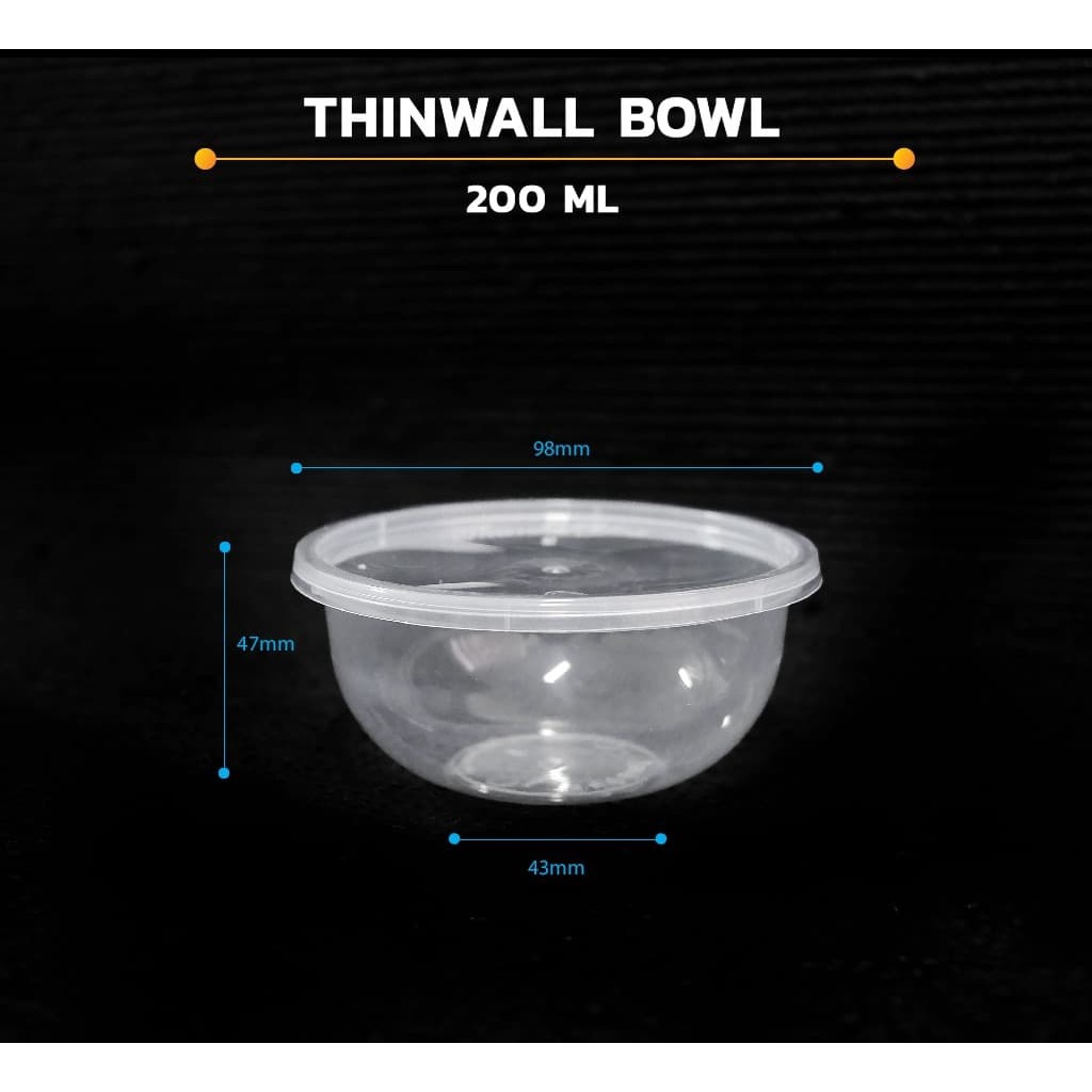 Jual Thinwall Bowl 200ml + TUTUP isi 25 pcs / Mangkok Bulat Plastik Murah | Shopee Indonesia