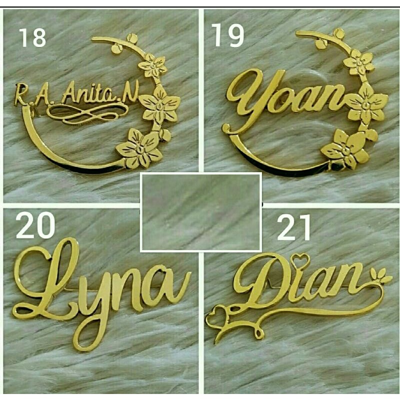 Jual Bros nama / Bros nama custom lapis emas asli anti karat / Bros ...