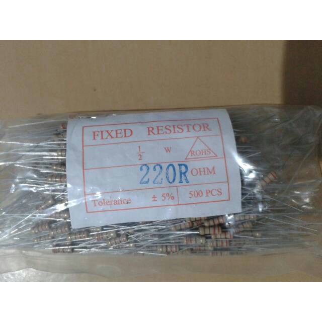 Jual 25pcs RESISTOR 220 OHM 1/2W (25PCS) | Shopee Indonesia