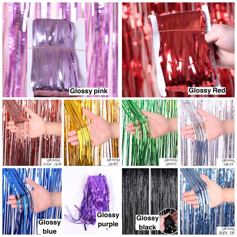 Jual Tirai rumbai foil backdrop pesta / party / curtain hitam selinget ...