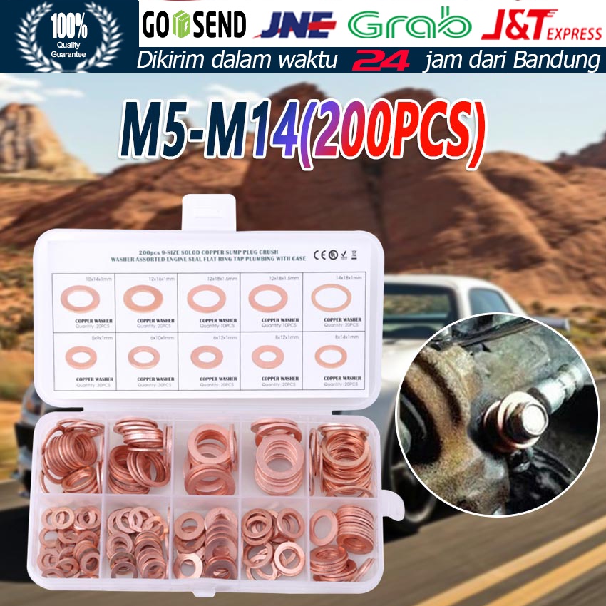 Jual M5-M14 Ring Tembaga Selang Rem Cakram 200PCS Ring Tembaga Minyak ...