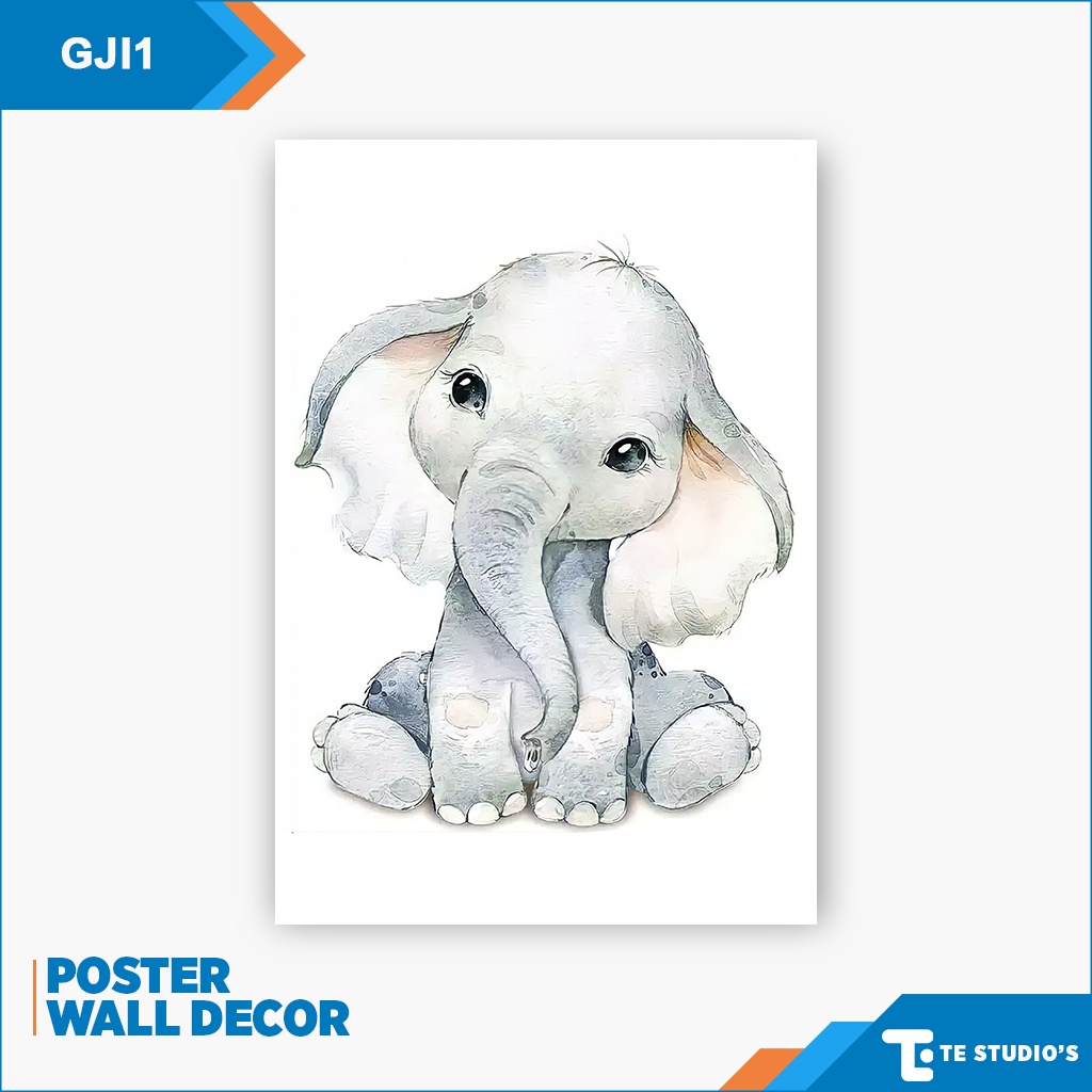Jual Poster Hewan Kartun Gajah Hiasan Dinding Desain Satwa Singa Zebra ...