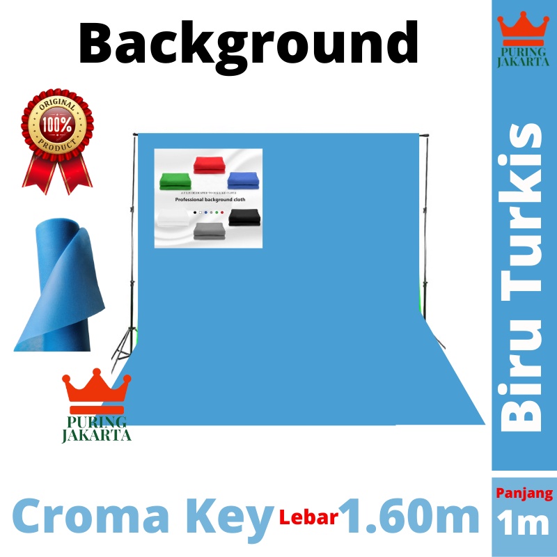 Jual Background Backdrop zoom Biru Muda 80 gsm Green Screen Youtuber ...