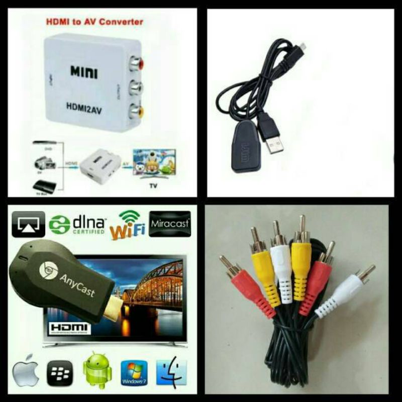 Jual paket Alat Penghubung Hp ke Tv Tabung Anycast HDMI to Kabel RCA ...