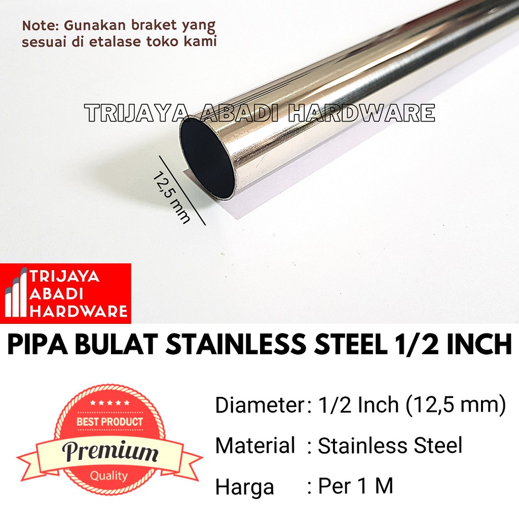 Jual Pipa Bulat Stainless Steel 1/2 Inch (12 mm) | Shopee Indonesia