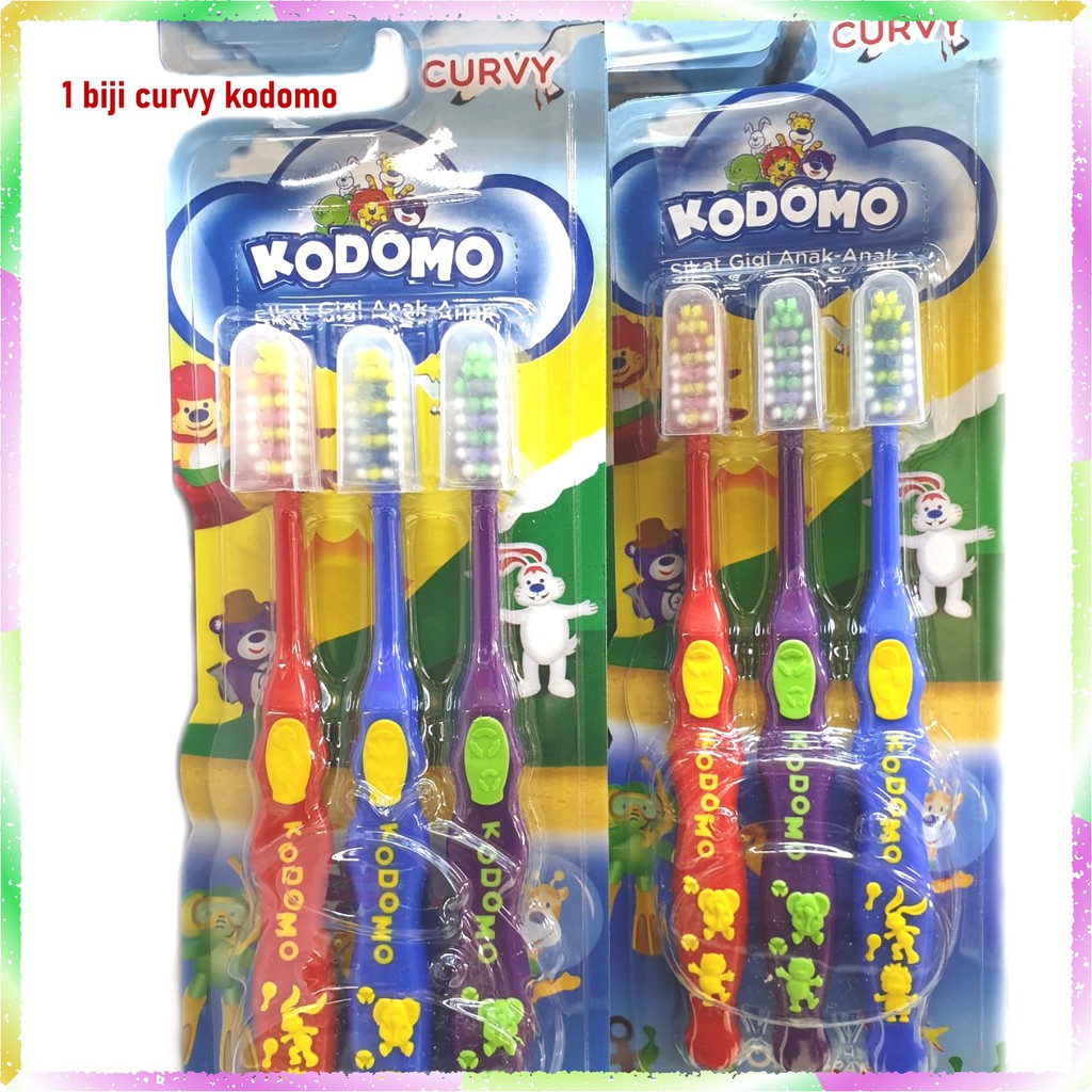 Jual sikat gigi anak CURVY kodomo isi 3 Toothbrush Curvy isi 3 | Shopee Indonesia