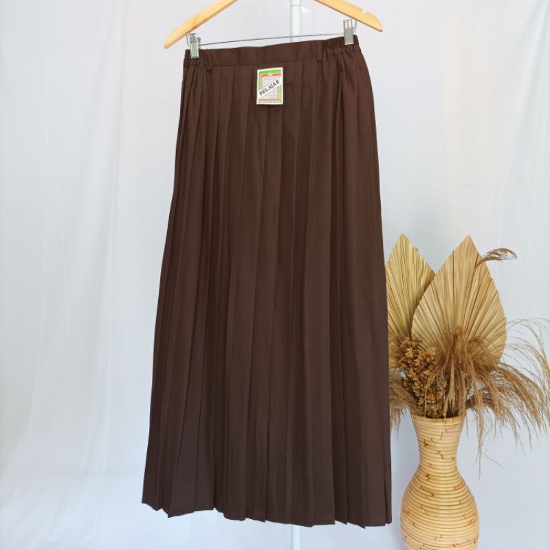 Jual Seragam Sekolah Rok Coklat Panjang SMP SMA DRILL rampel Wiru Lurus Full Seragam Bawahan ...