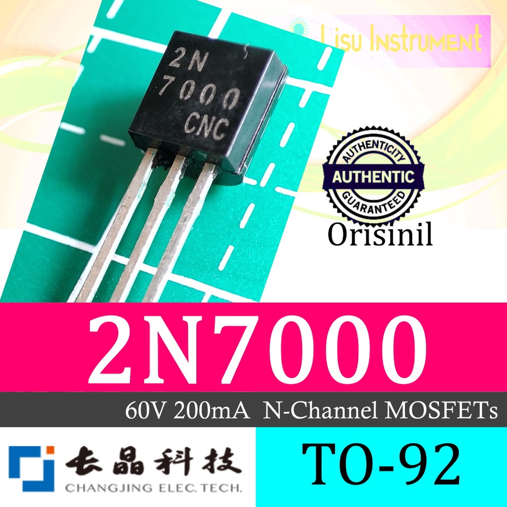 Jual 2N7000 2N 7000 60V 200mA N-Channel MOSFETs TO-92-3 CJ Original ...