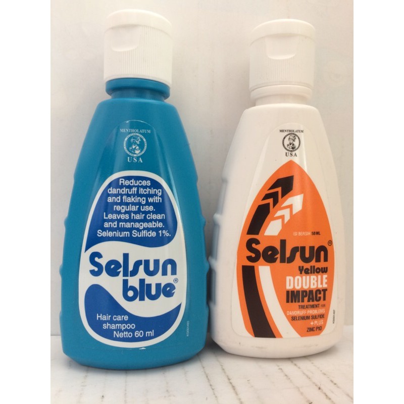 Jual Selsun BLUE 60ml | Selsun YELLOW Double Impact 50ml | Shopee Indonesia