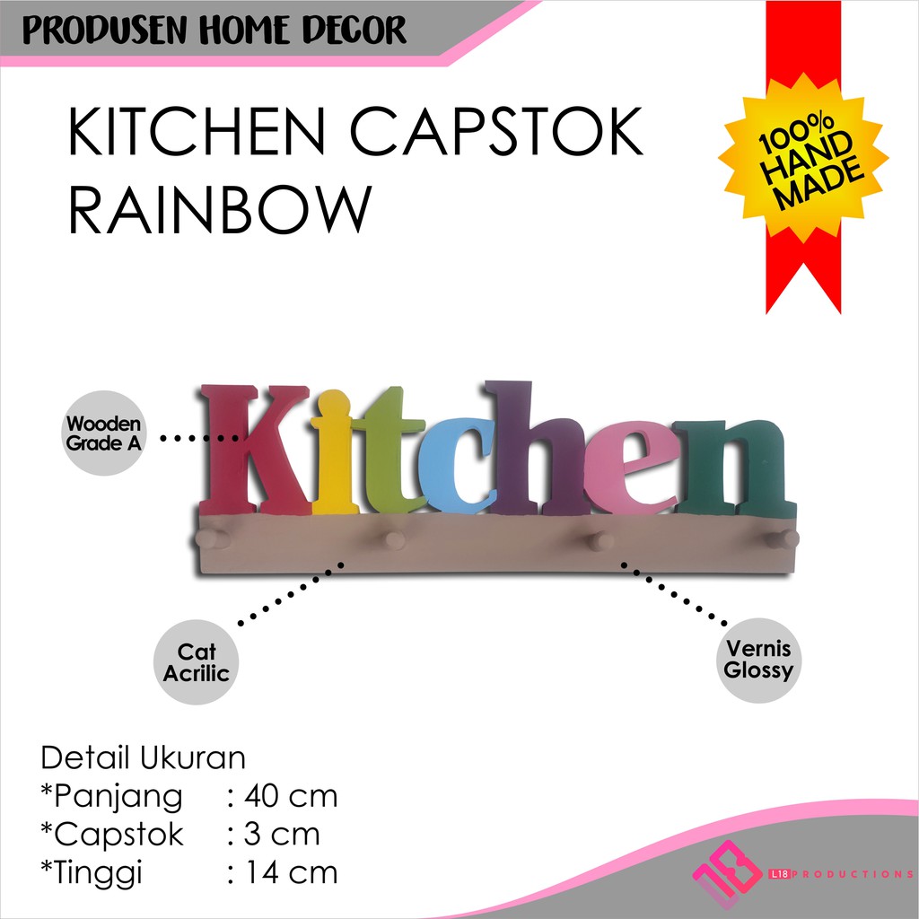 Jual Tulisan Kitchen Rainbow Capstok Gantungan Ukir Wooden Hiasan ...