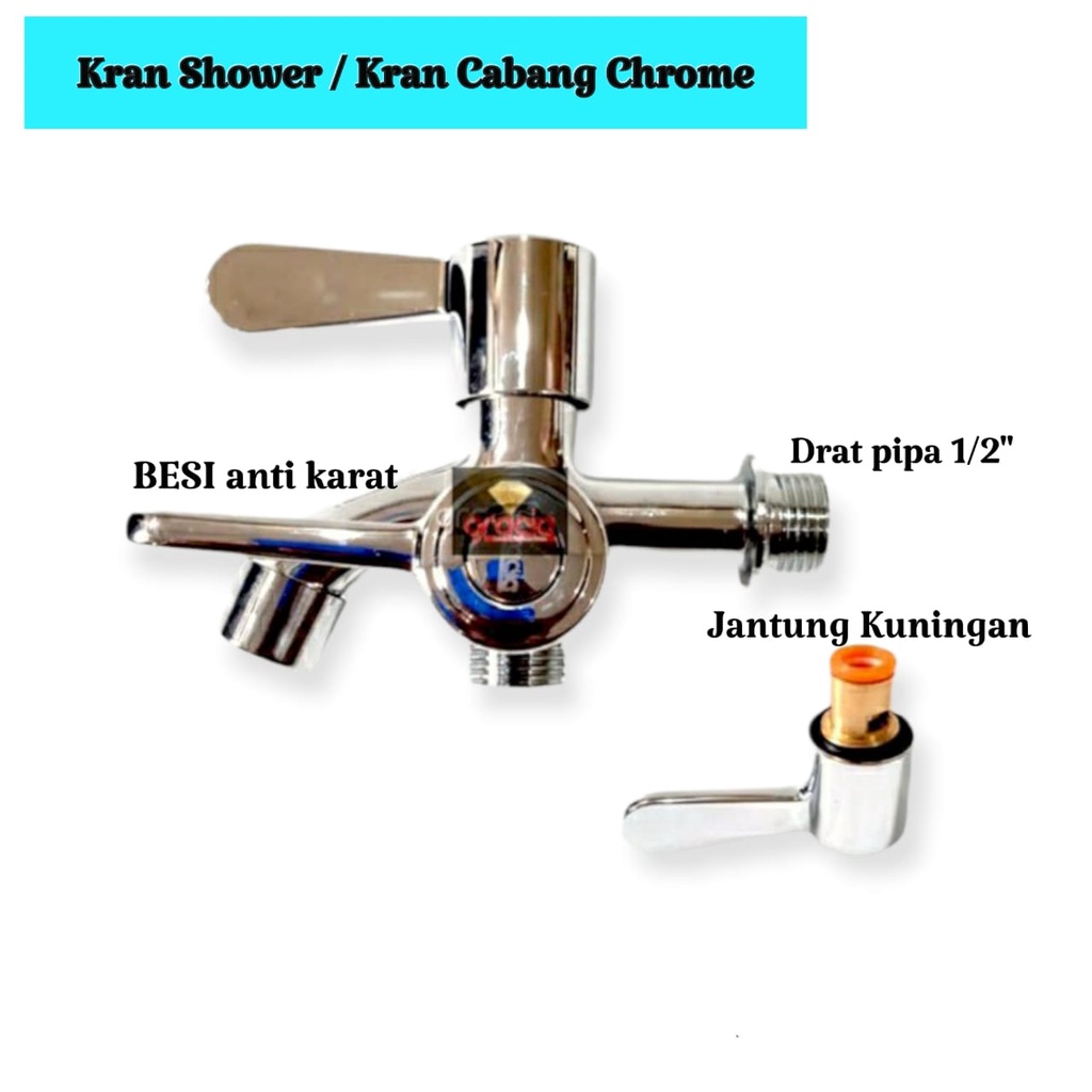 Jual Kran Cabang Shower New Keran Double Stainless Chrome Kamar Mandi ...
