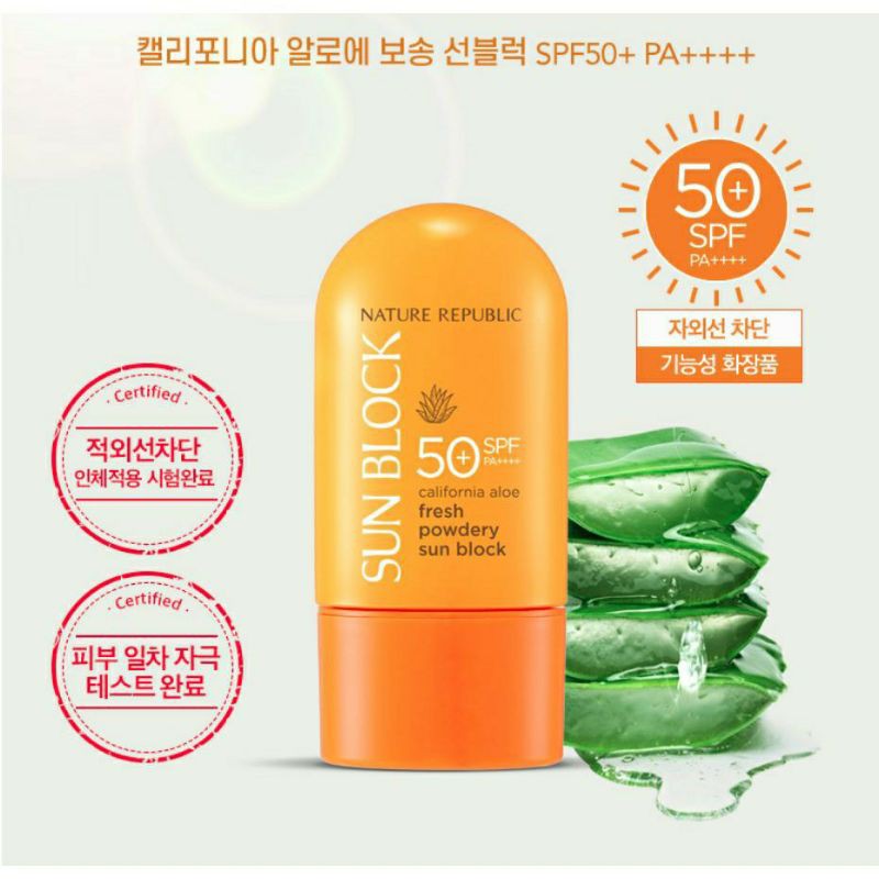 Jual Nature Republic California Aloe Fresh Powdery Sun Block SPF50+ PA ...