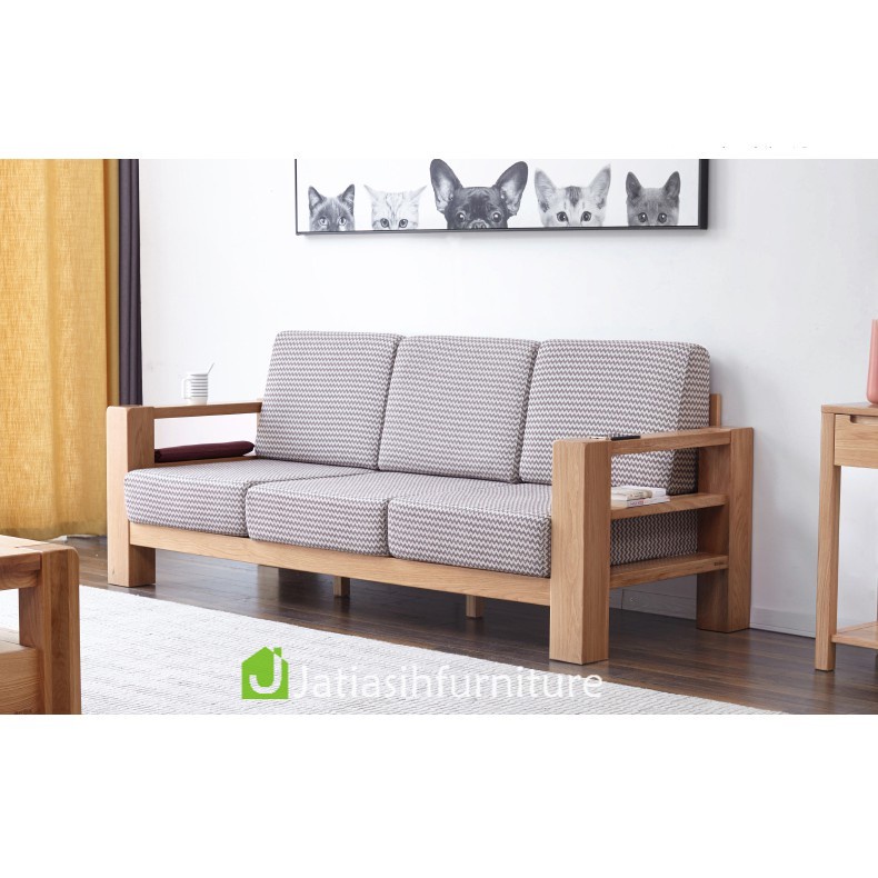 Jual JA Wood Sofa Kursi Ruang Tamu Modern 3 Dudukan Minimalis Kayu ...