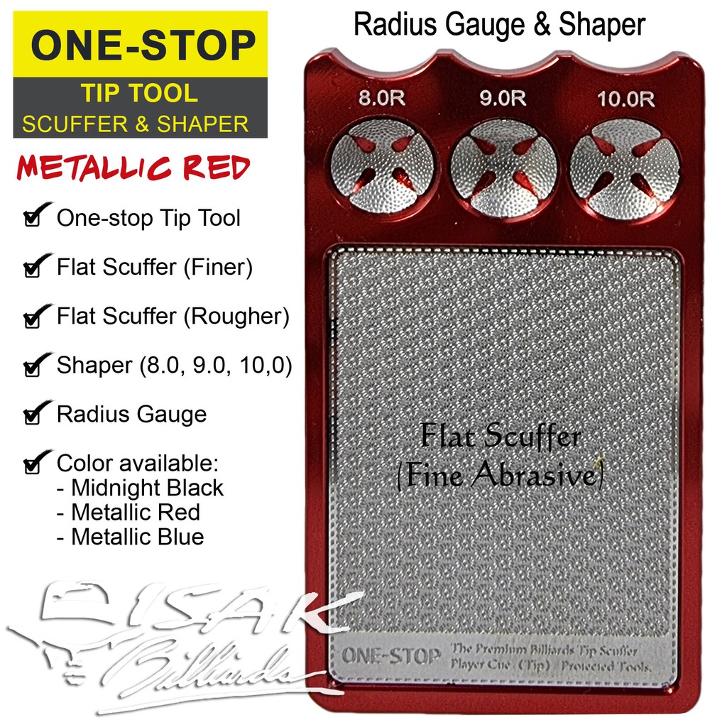 Jual One-Stop Pro Cue Tip Tool Red - Shaper Scuffer Amplas Stick ...