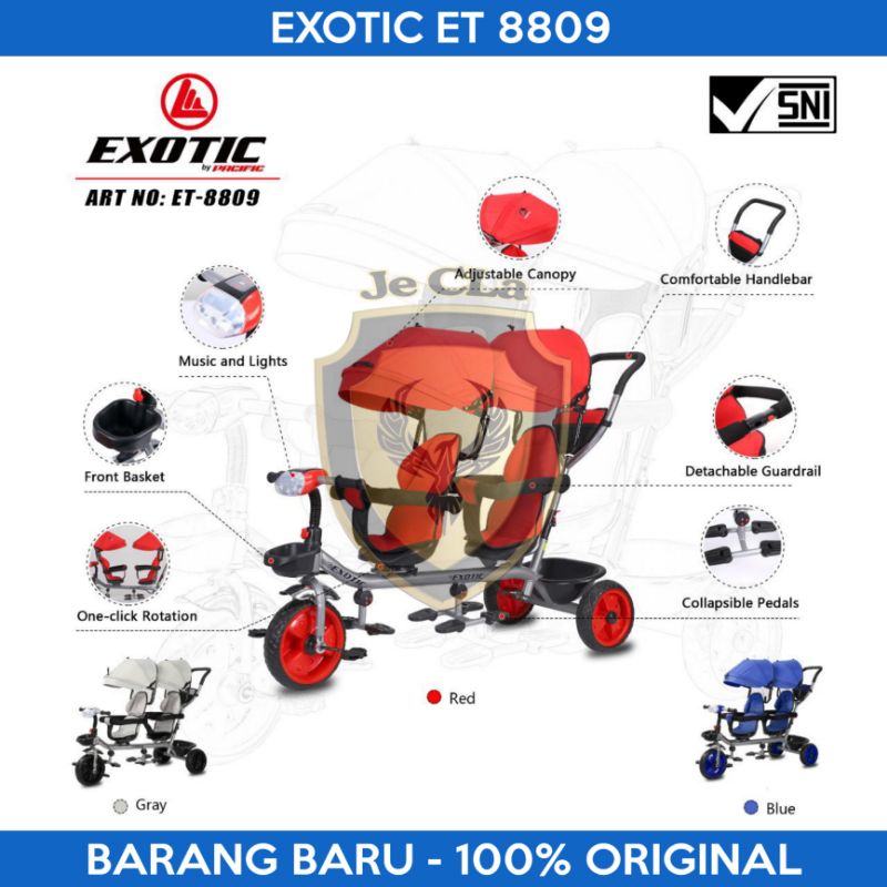 Jual Sepeda Anak Roda 3 Tiga Tricycle Stroller EXOTIC ET 8809 TWINS ...
