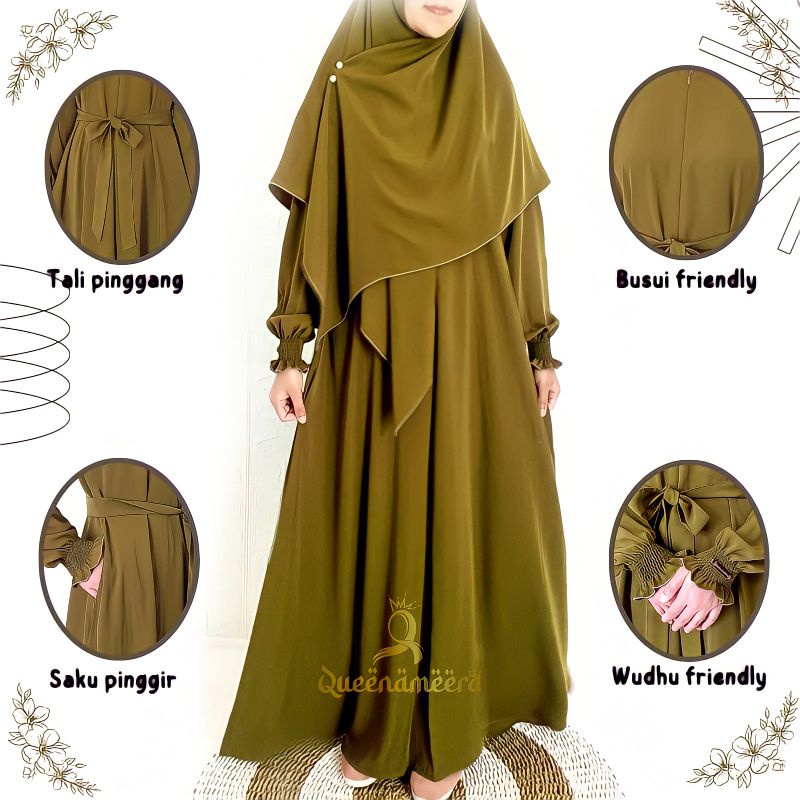 Jual ABAYA QUEEN terbaru set Hijab Segi empat Syar'i 130×130 bahan Wolfis LUXURY Grade A \ Gamis ...