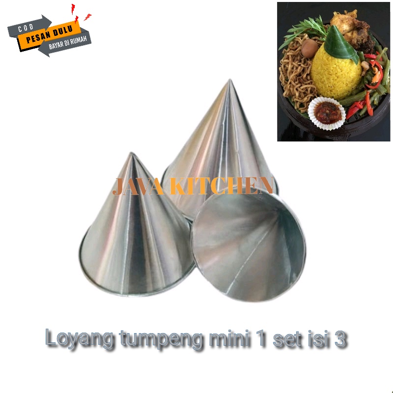 Jual 1 set cetakan tumpeng 8,10,12 cm isi 3 pcs cetakan tumpeng mini ...
