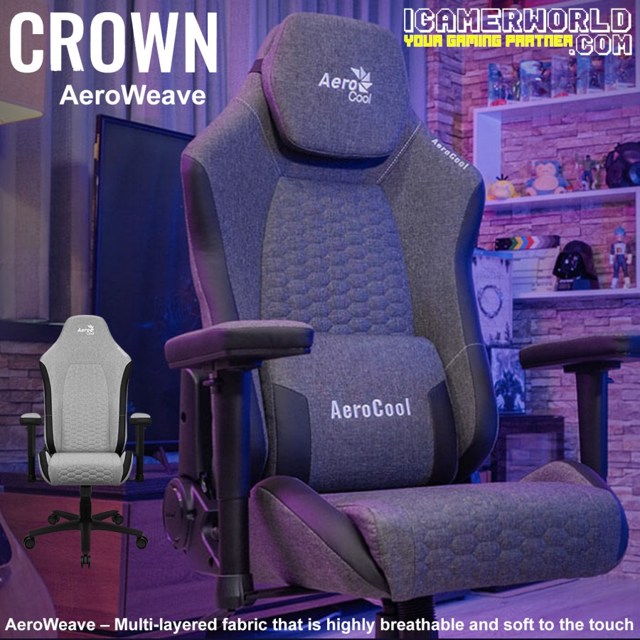 Jual Aerocool CROWN AeroWeave Gaming Chair Multi Layer fabric Kursi ...