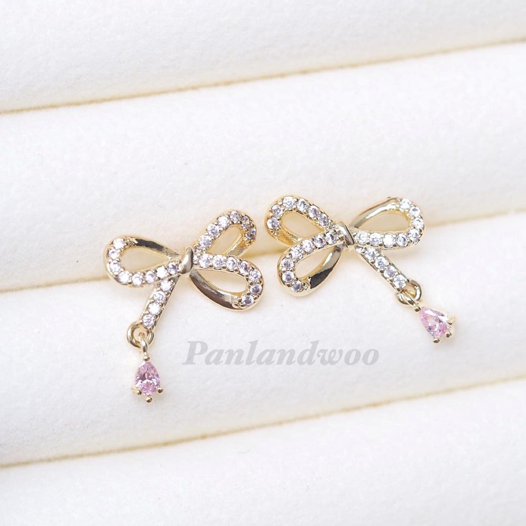 Jual Panlandwoo - Anting Tusuk Rhodium Wanita Pinky Ribbon | Shopee ...