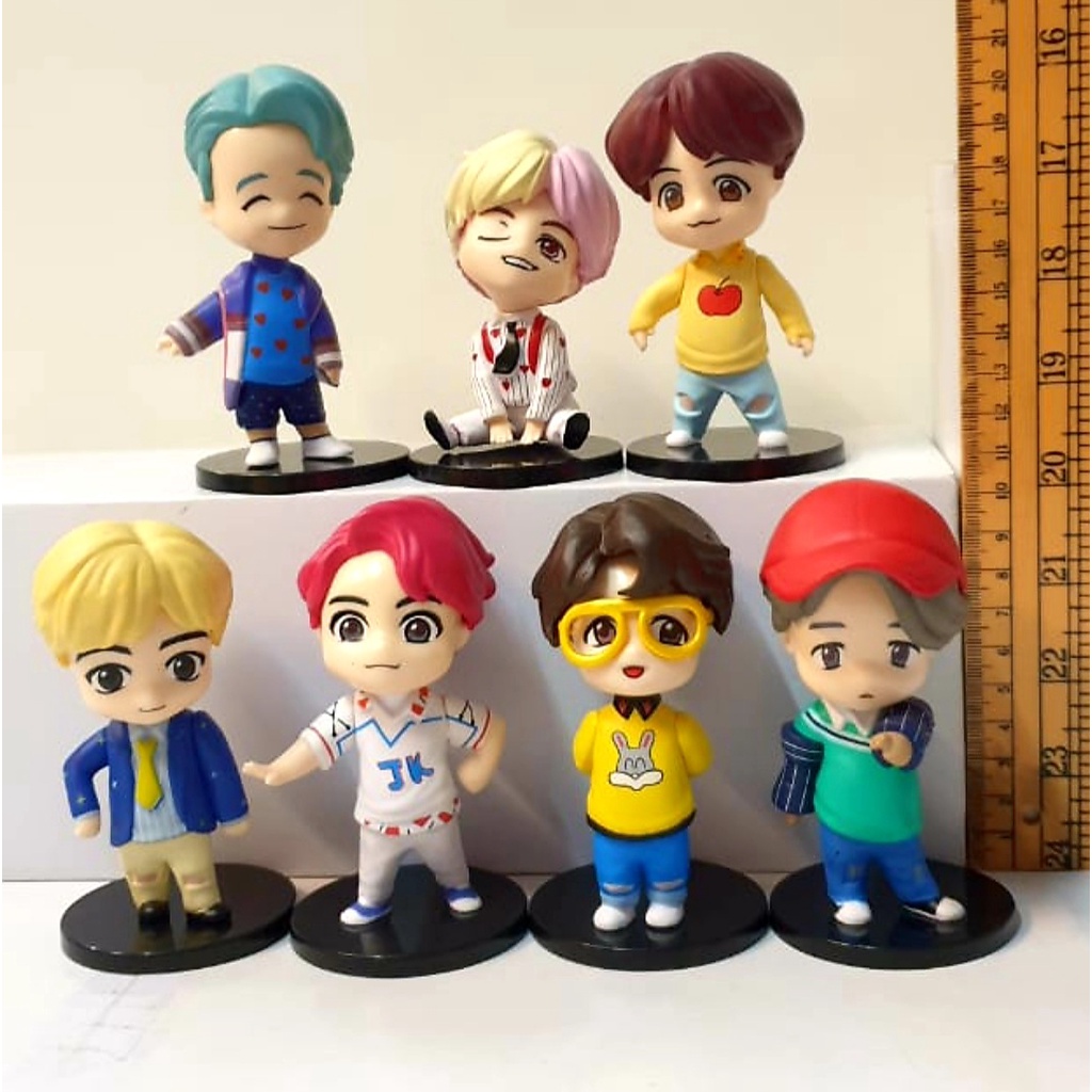 Jual BTS IDOL TINY TAN MIC DROP DYNAMITE BLACKPINK FIGUR MINI SET 7 PCS ACTION FIGURE GANTUNGAN ...