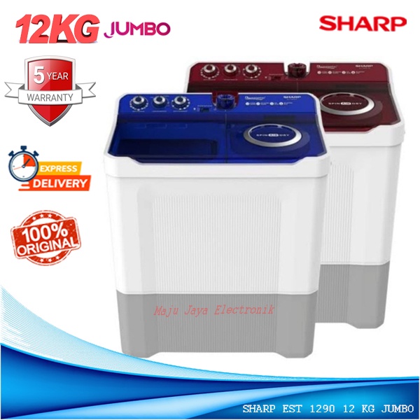 Jual Mesin Cuci 2 Tabung SHARP EST 1290 12 KG Jumbo Cuci Kering Dolphin Wave | Shopee Indonesia