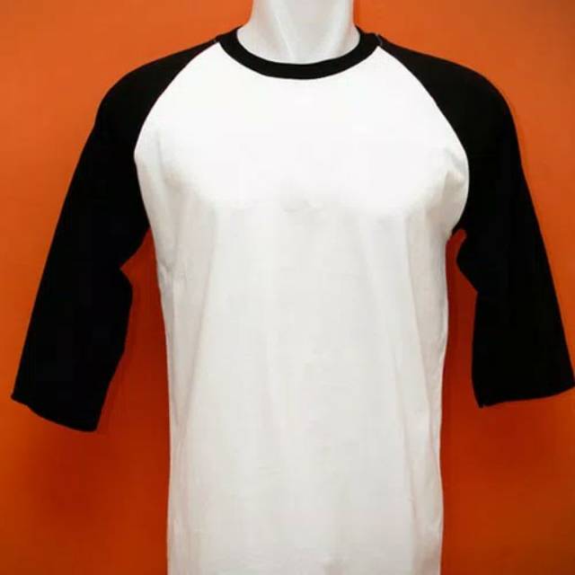 Jual Kaos Polos Raglan Putih-Hitam | Shopee Indonesia