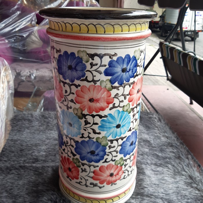 Jual Pot Bunga Keramik Tinggi Silinder / Tempat Payung Keramik Motif ...