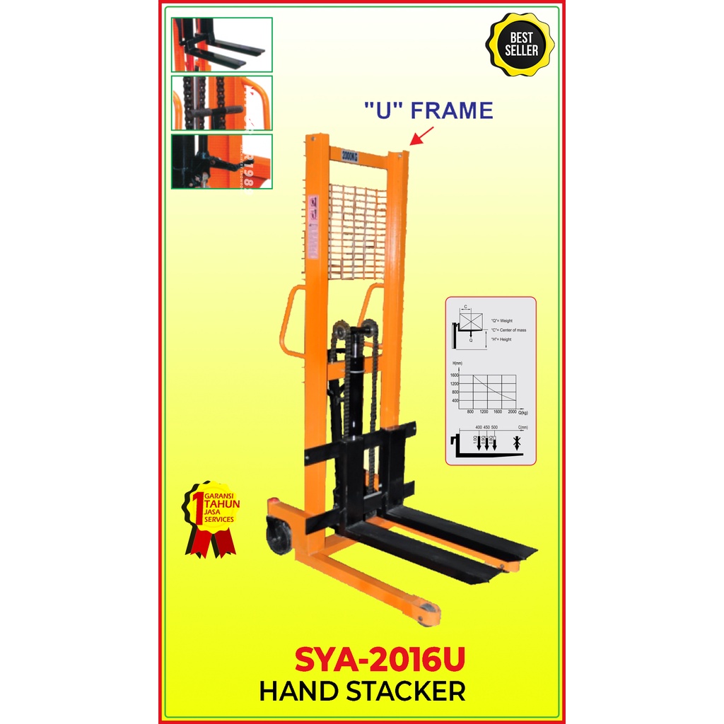Jual Alat Angkat Barang Hand Stacker / Hand Lift / Forklift 2 ton x 1,6 ...