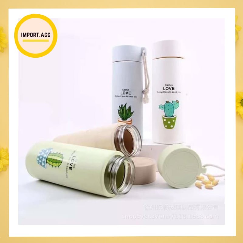 Jual BOTOL MINUM KACA 400ml MOTIF CACTUS / FRESH GLASS Botol minum ...