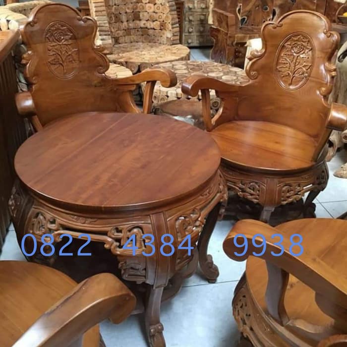 Jual Meja Kursi Tamu Jati Bangku Teras Makan Asli Jepara Ukir Gembol ...