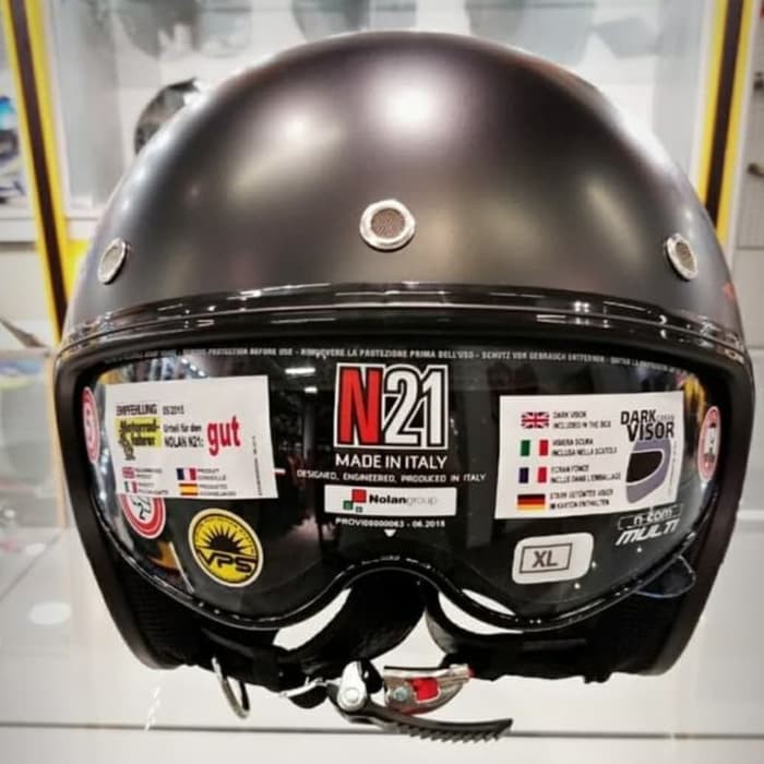 Jual NOLAN N21 STAR SKUL 070 BLACK WHITE HELM MOTOR RETRO VINTAGE N21 | Shopee Indonesia