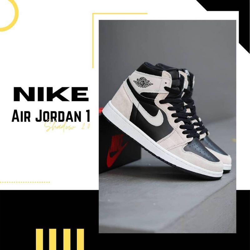 Jual Sepatu Sneakers Nike Air Jordan 1 High Shadow 2.0 Cream/Black | Shopee Indonesia