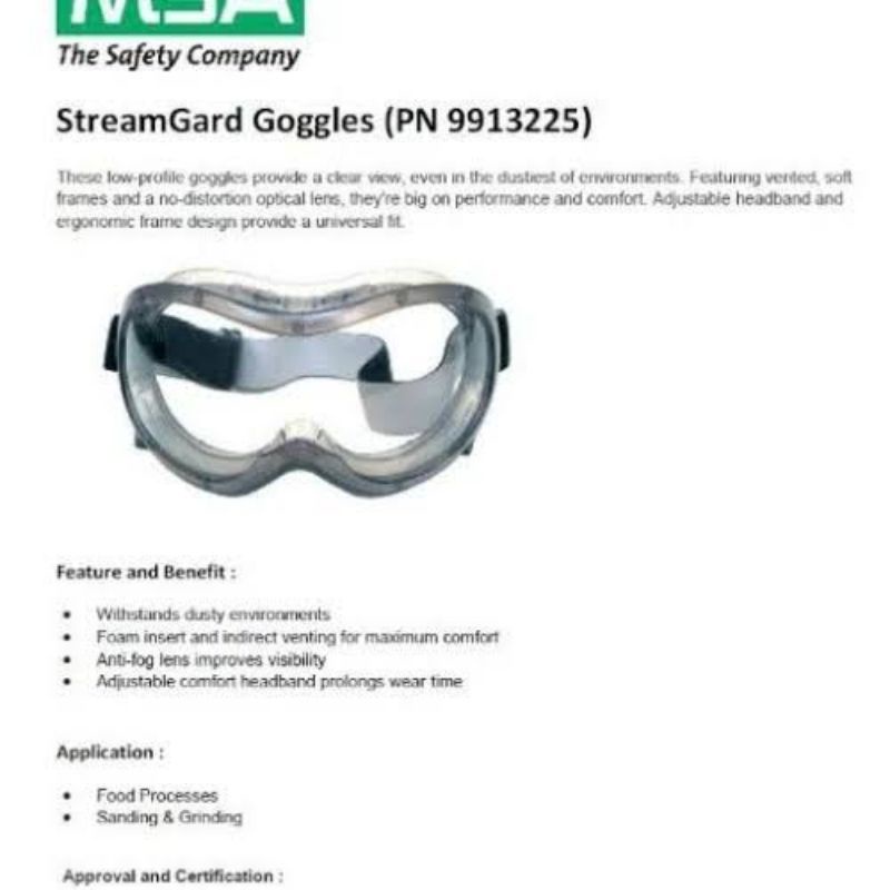 Jual Safety Google MSA type 9913225 ORIGINAL | Shopee Indonesia