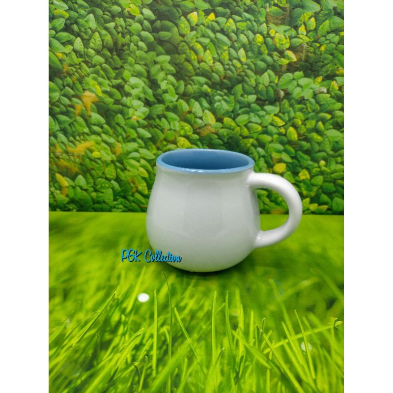 Jual Mug Keramik Cangkir Kopi Mini Keramik Gentong Kombinasi Putih Biru ...