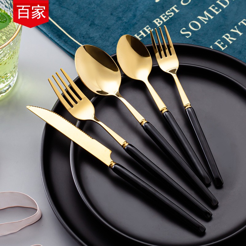 Jual ASHOME Sendok Garpu Set Stainless Steel Gagang Keramik Elegan (Isi ...