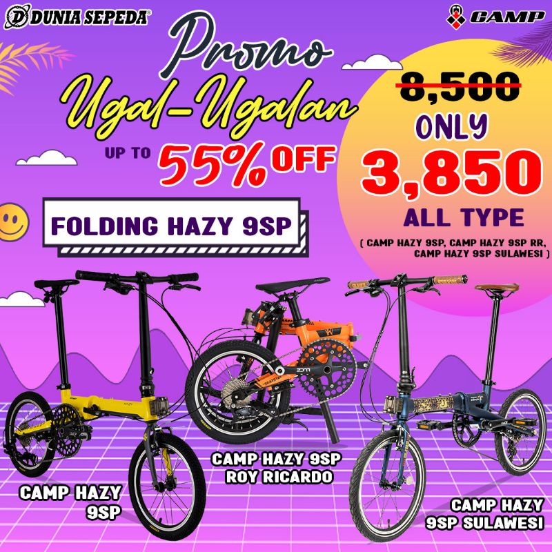 Jual PROMO SEPEDA LIPAT 16 CAMP HAZY 9SPEED ALL TYPE | Shopee Indonesia