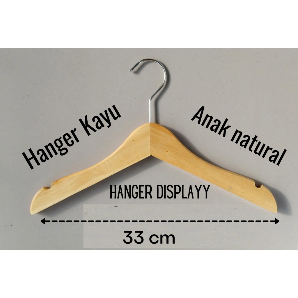 Jual Hanger Kayu Anak (Wood) Warna Natural / Gantungan Baju Kayu Anak ...