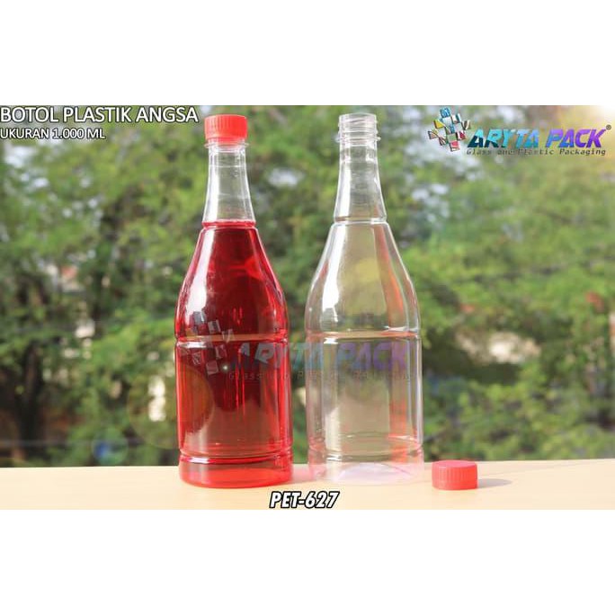 Jual PET627. BOTOL PLASTIK 1 LITER MINUMAN ANGSA TUTUP SEGEL MERAH ...
