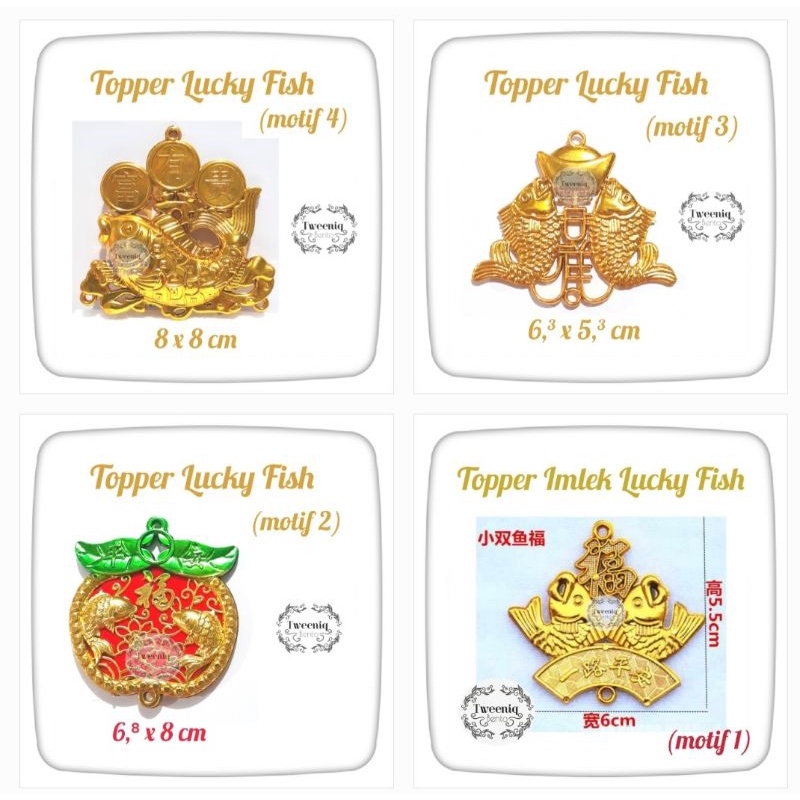 Jual cake topper imlek Lucky Fish gold hiasan kue puding motif ikan ...
