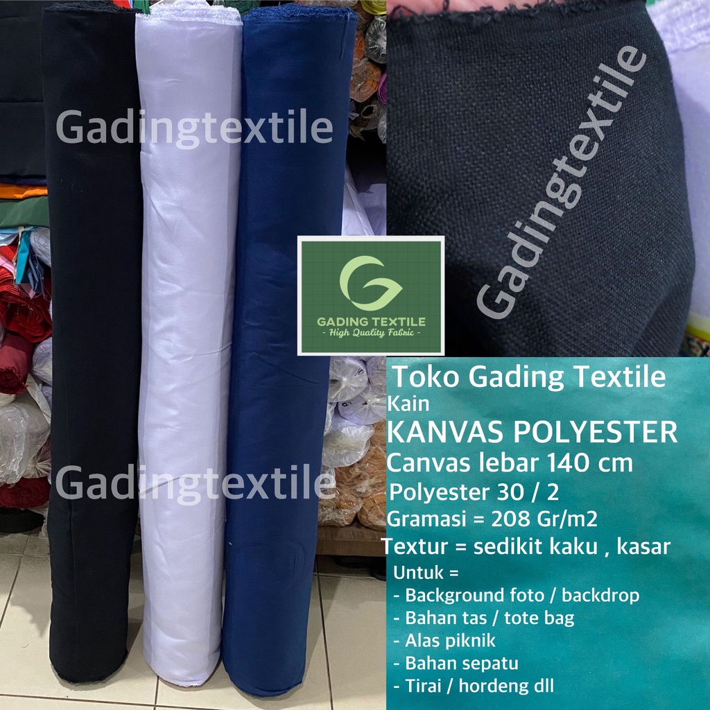 Jual ( per setengah meter ) kain KANVAS POLYESTER canvas PE warna hitam ...