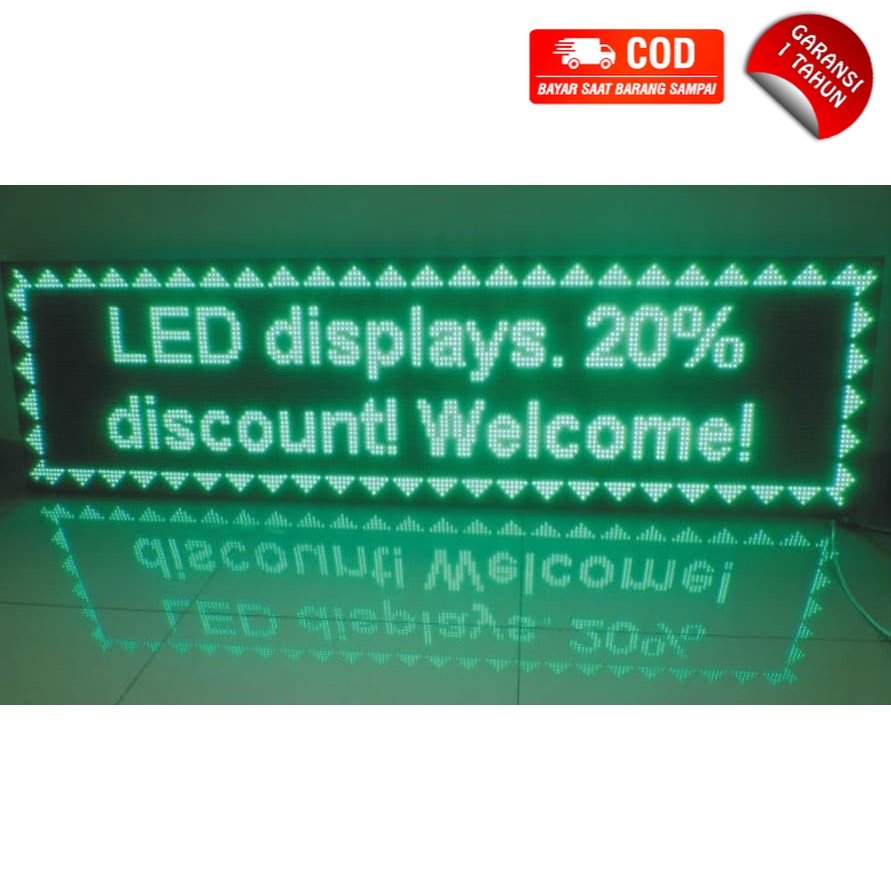 Jual PROMO Tulisan berjalan LED running text HIJAU, OUTDOOR, 100cm x ...