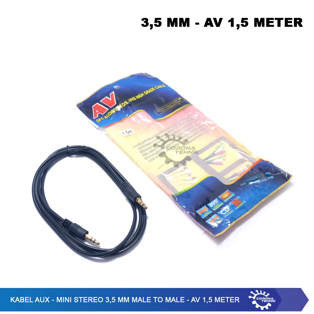 Jual Mini Stereo 3,5 mm Male to Male - Kabel AUX - AV 1,5 Meter | Shopee Indonesia