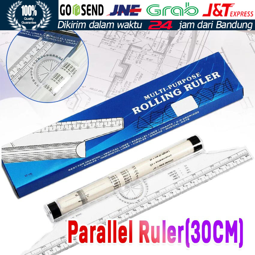 Jual 30cm Multi Purpose Rolling Ruler Penggaris Parallel Penggaris ...