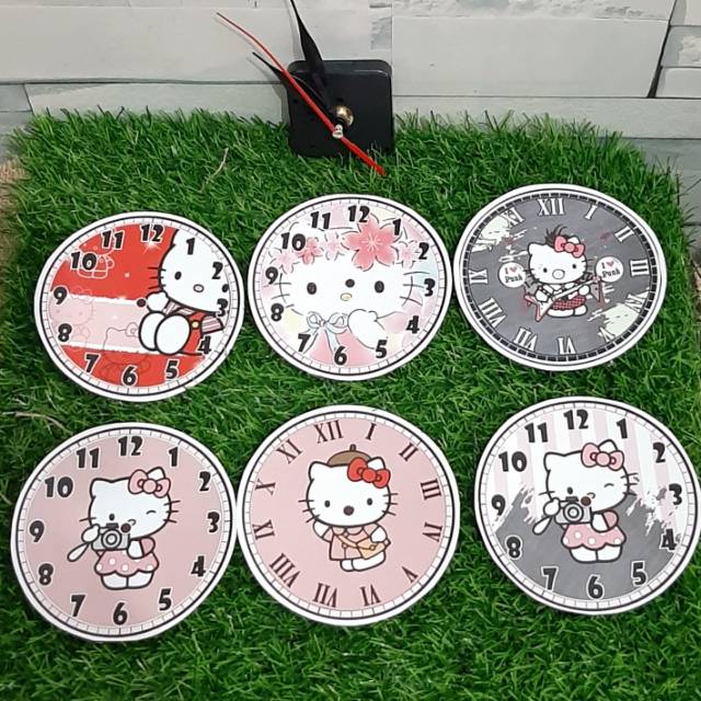 Jual 10cm latar jam mahar hello kitty/latar jam hellokitty/jam mahar hk ...
