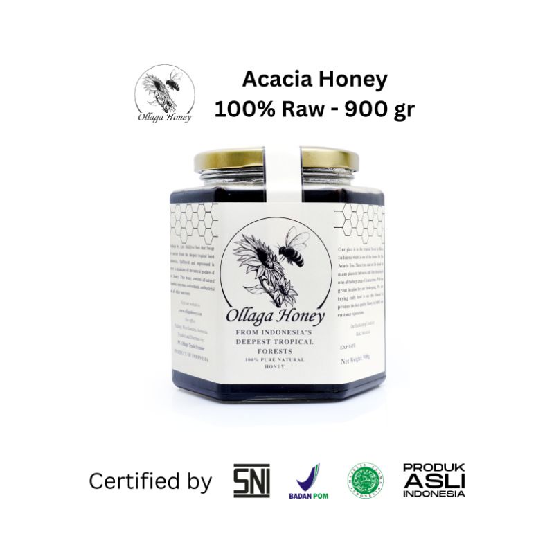 Jual Ollaga Honey 900gr Madu Acacia Madu Hutan Hitam Murni 100% Asli ...