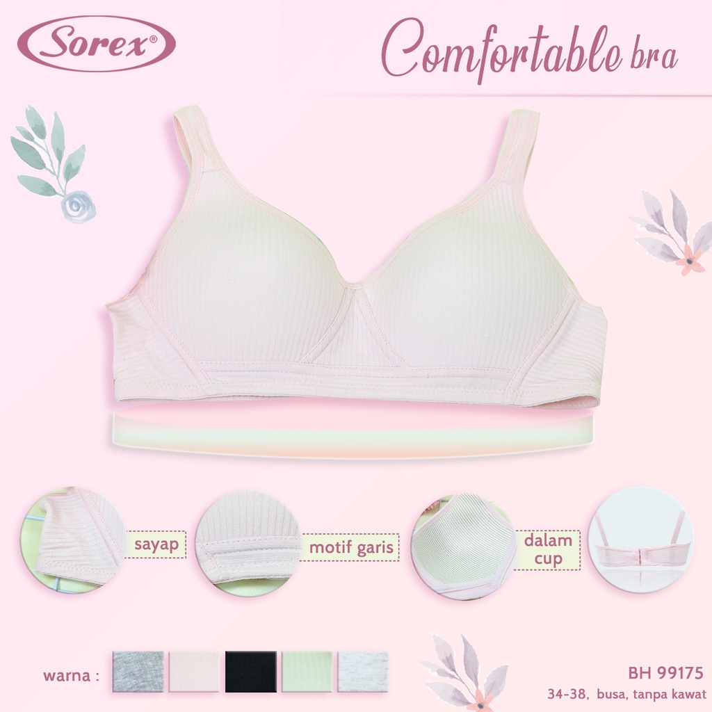 Jual Bra Busa Sedang Sorex Busa Tanpa Kawat Kait 3 Setara Cup B Comfortable Bra Harian BH 99175 ...